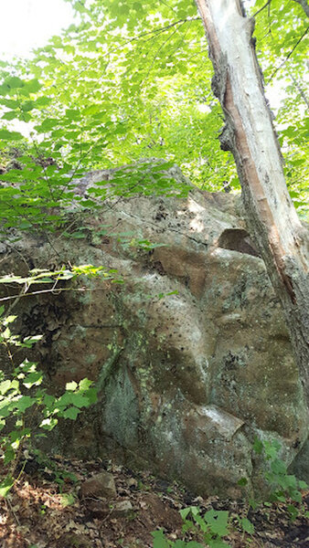 Climbing in Amphibian Boulder, Ontario
