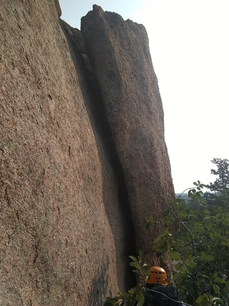 Rock Climb Layback Approach Offwidth, Vedauwoo