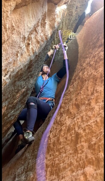 Photo: Shanti Pack exiting "A Void" for the airy top-out. Photo taken ...