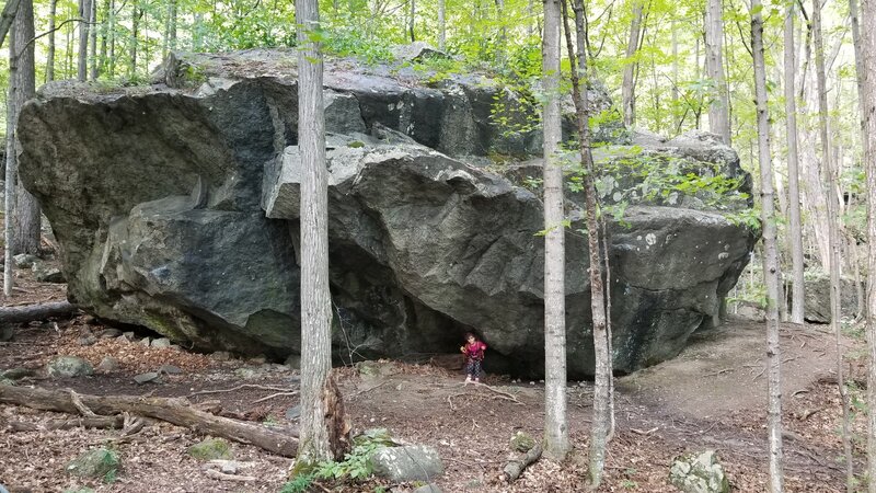Climbing in Cove Boulders (Rogers Rock Campground), Adirondacks