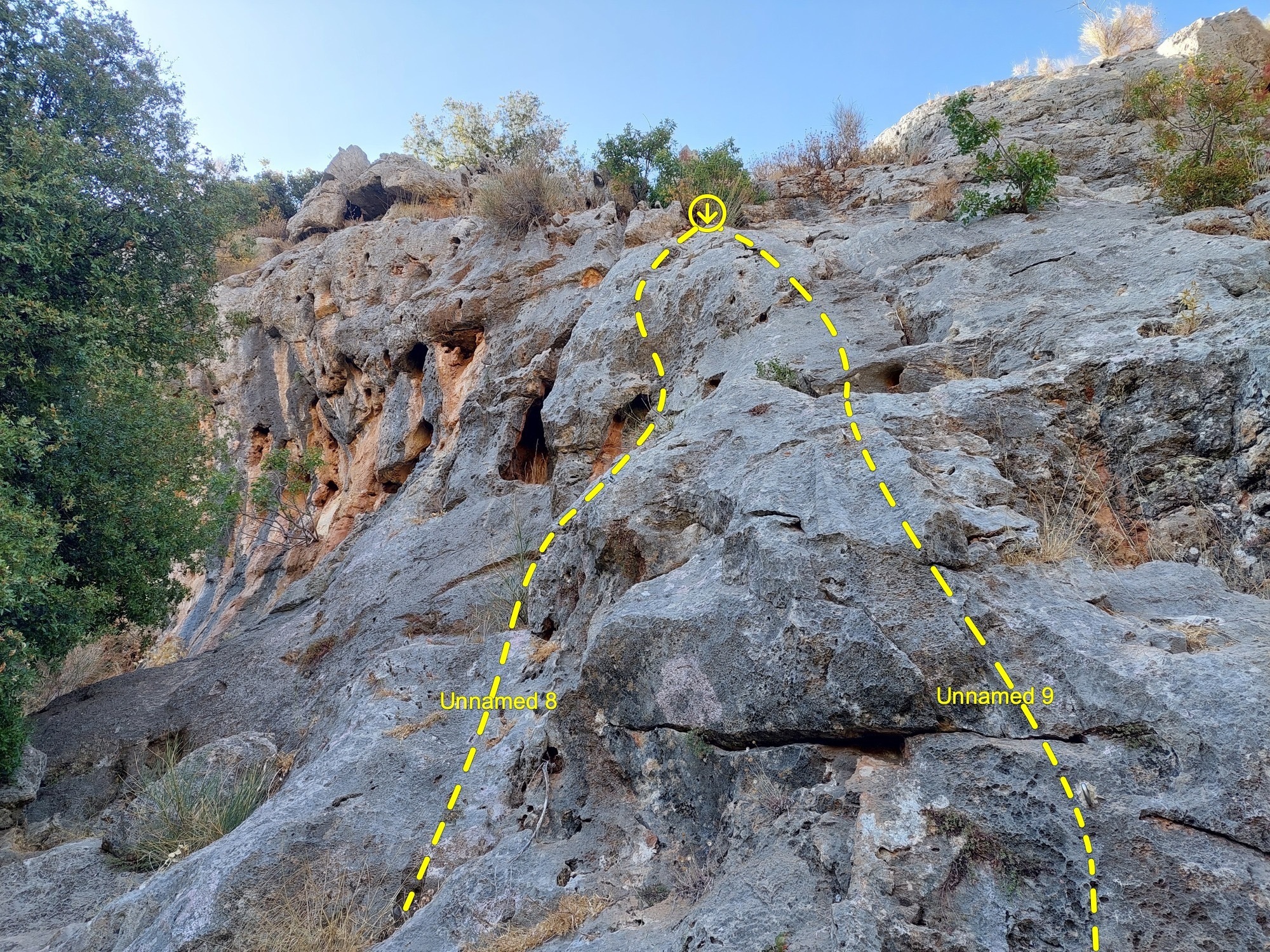 The middle go the crag and the hike to the cave.