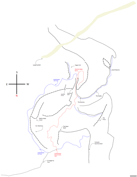 Trail map overview of amphitheater