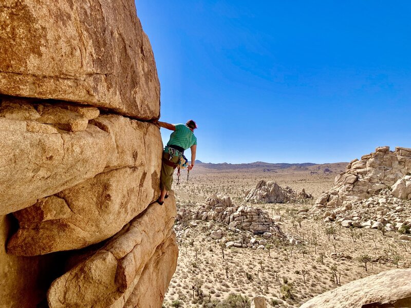 Taska enjoying the hand traverse