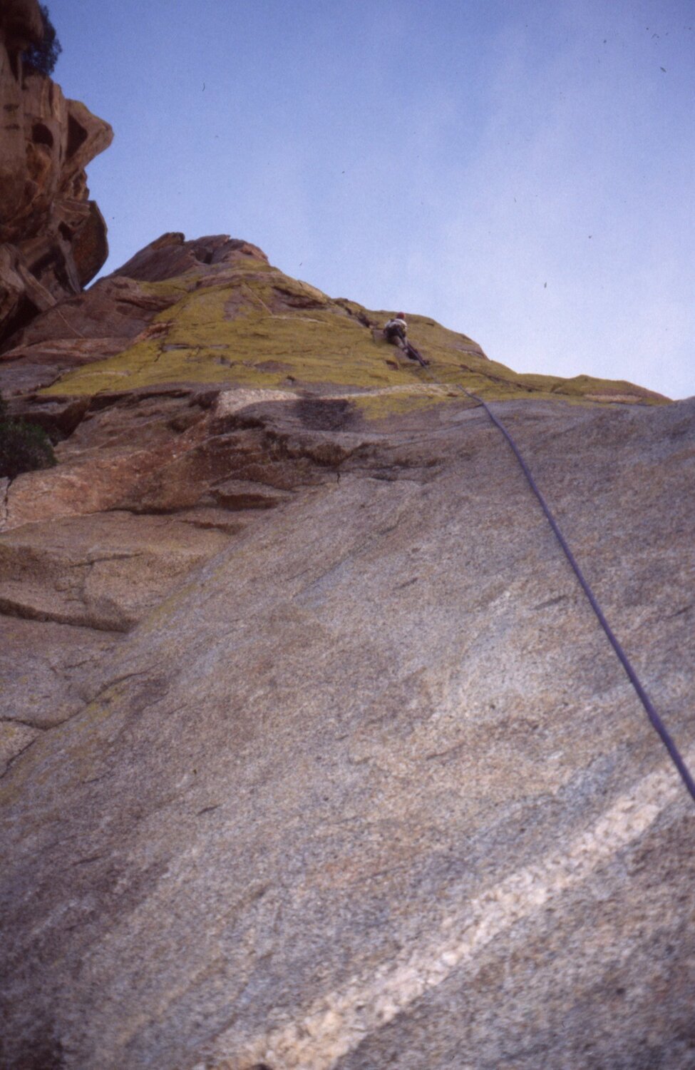Semi-hanging belay about full extent of a 50m rope from Agave Ledge.