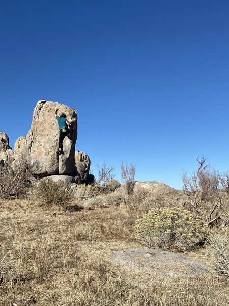 Climbing in Lumpy Boulder, Northeast California