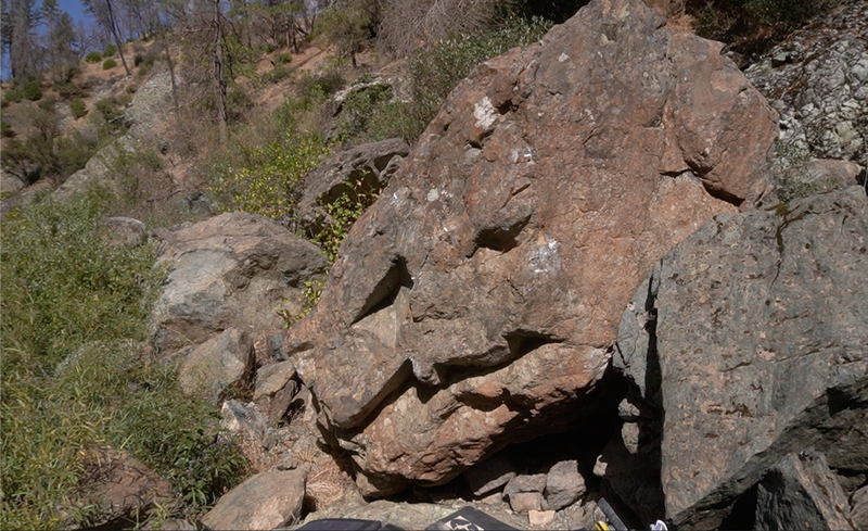 Climbing in Two face boulder, Northeast California