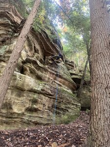Climbing in Hocking Hills State Forest, Southeast Ohio