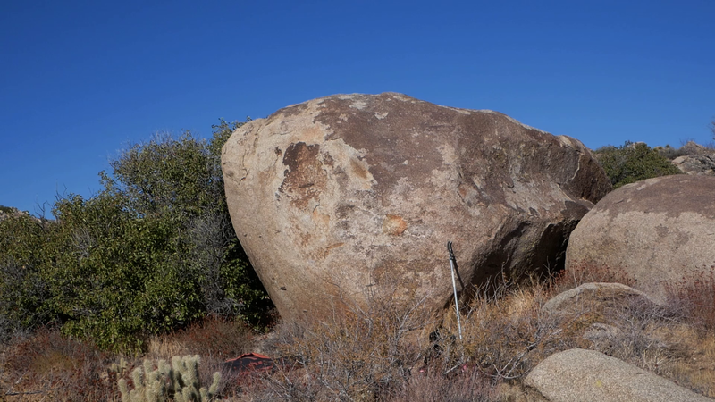 Climbing in Crimp Warmup Boulder, San Diego County