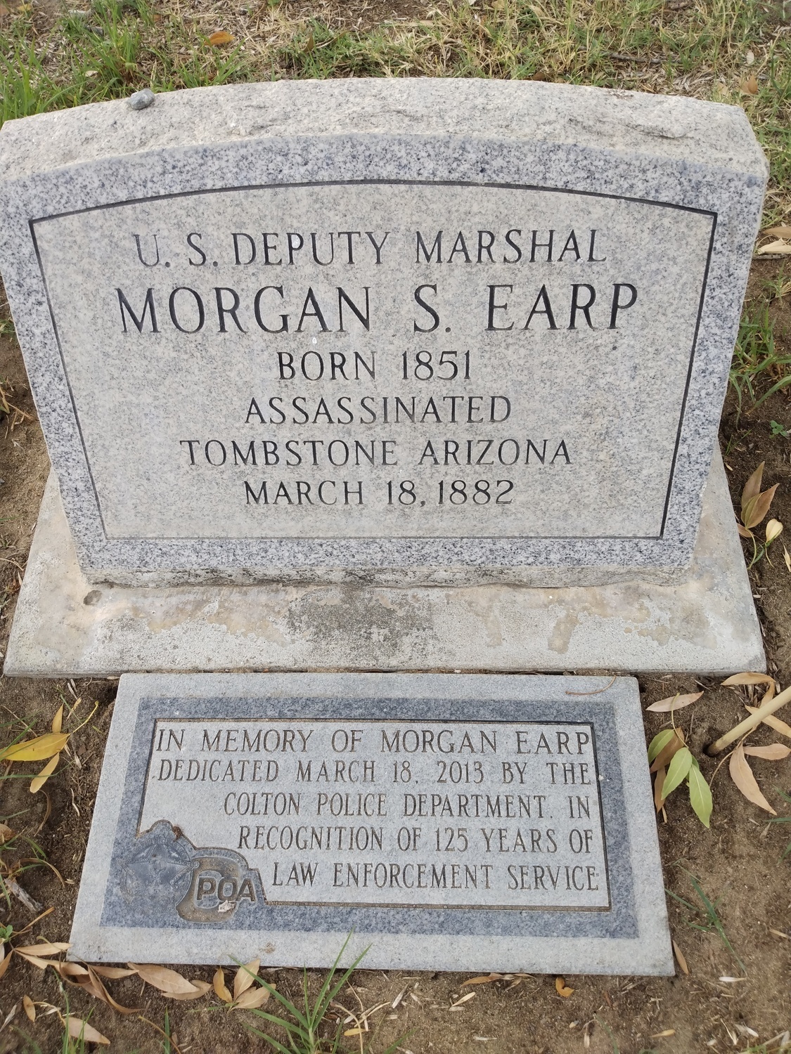 Morgan Earp grave in Colton, Inland Empire