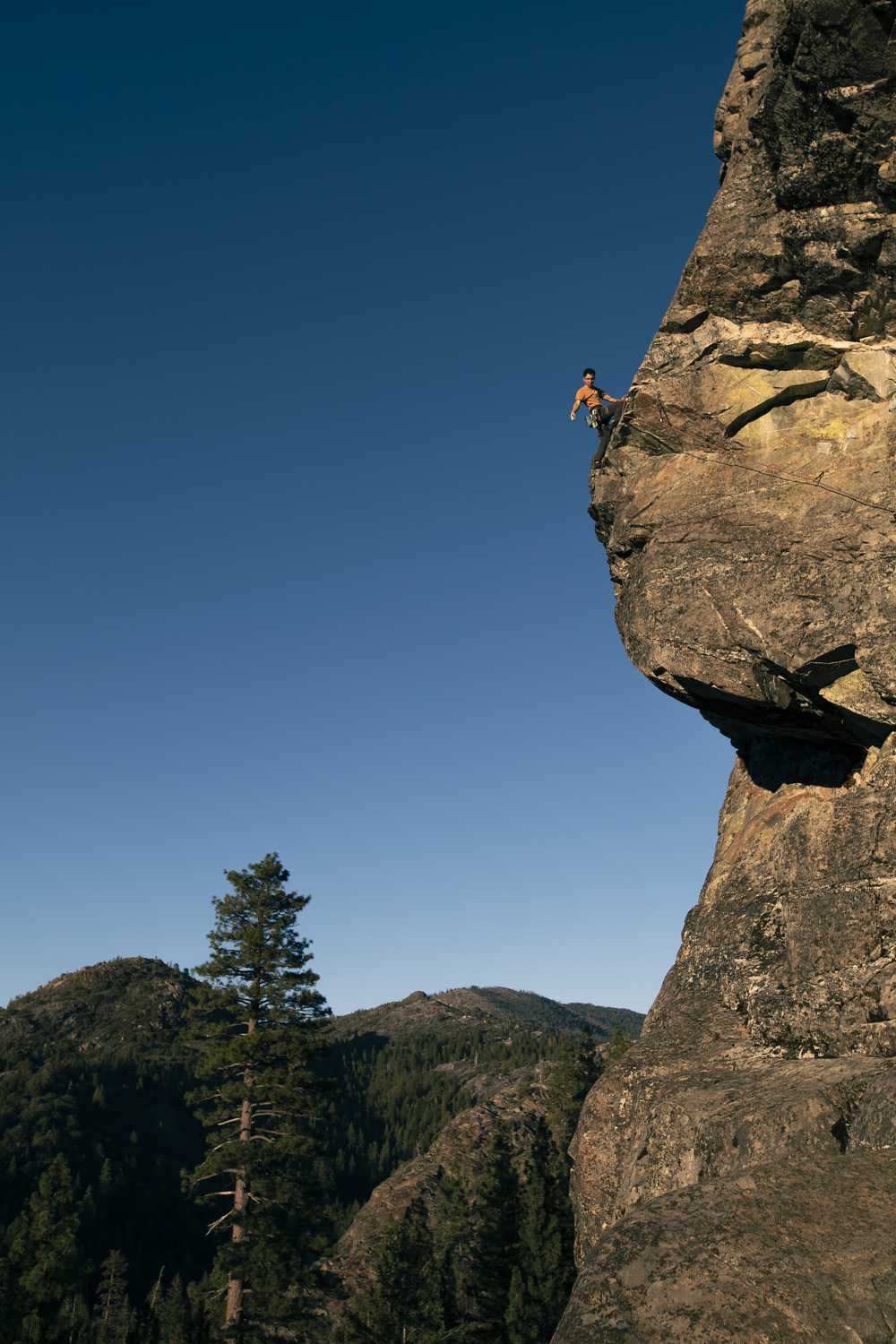 Eli Nuñez just past the crux on the second pitch of Cast In Stone