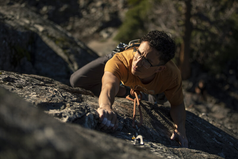 Eli Nuñez at the last bolt on the first pitch.