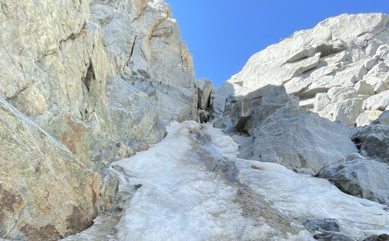 The steep top section of the route, where it terminates in a large ...