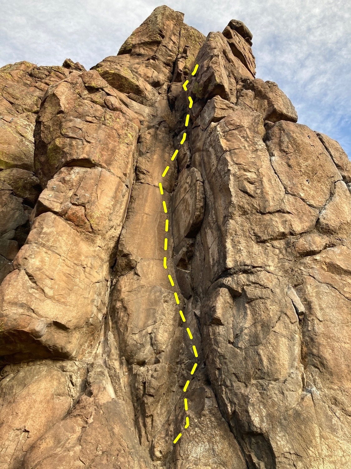 The climb is on the right side of the groove/ chimney.