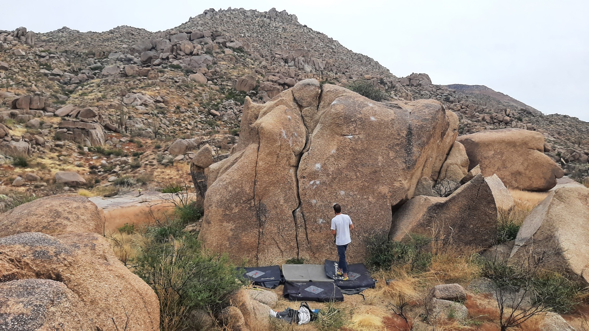 Scott at the base of the 'Who's Steve?' slab.