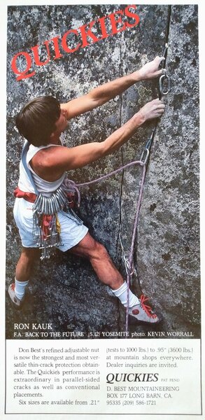 Quickies ad with Ron Kauk on Back to the Future (5.12), Yosemite Valley ...