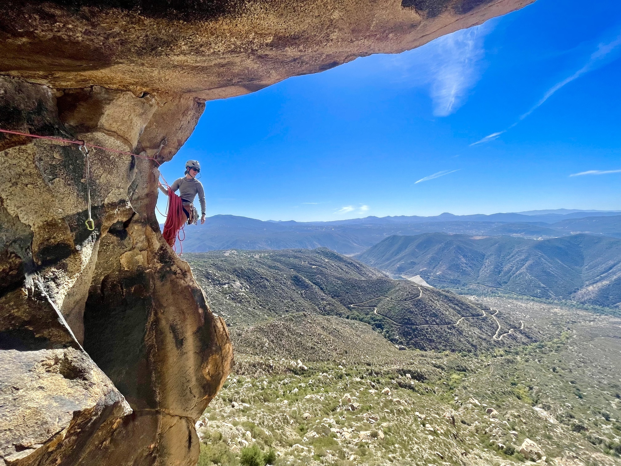 After leading the traverse pitch. Rope is clipped in to a regular ...