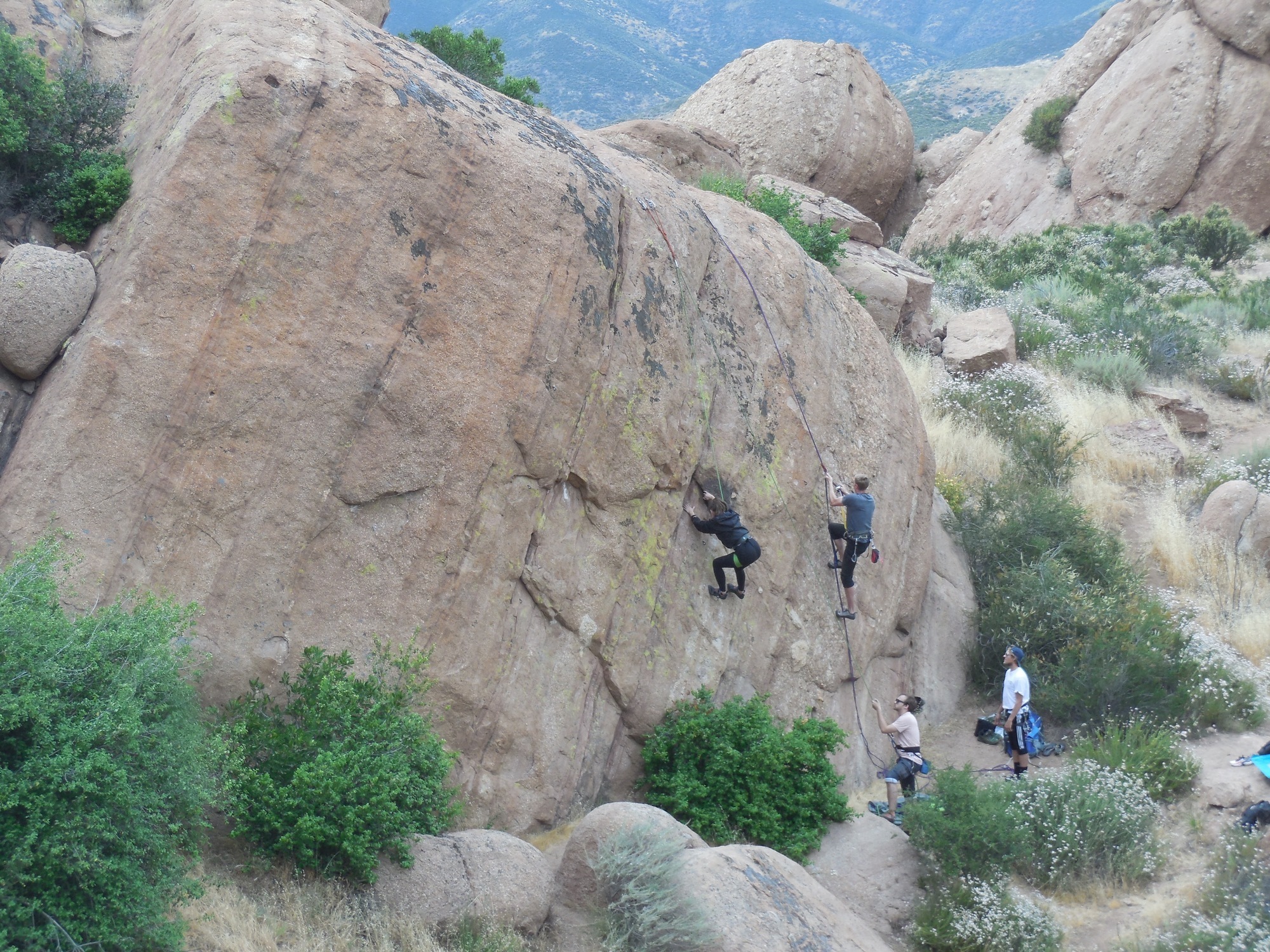 Climbers enjoying Waco Wall routes.