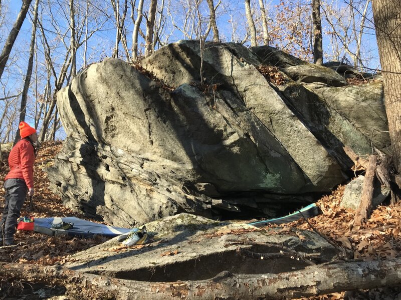Climbing in Hillside Boulders, Lincoln Woods