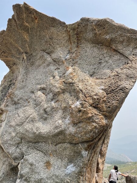 looking at the boulder head-on