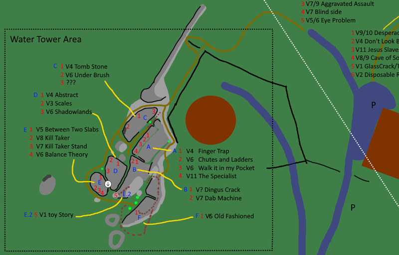 Bouldering in Water Tower Area, Hospital Boulders