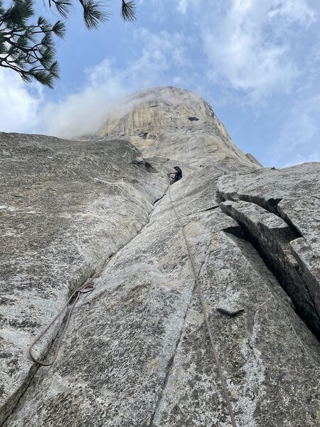 Caleb topping out on top rope