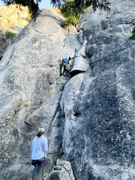 going up the first pitch of the Gully. First roped climb in Yosemite ...