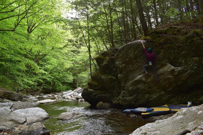 Austin Hoyt with the big lock-off to the lip on the 3rd ascent.