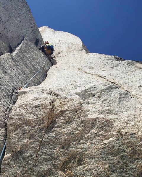 Zach Radke in the high quality 10b lieback corner - this was our pitch 2.