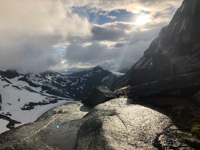 Early season. The hike back from Stetinden around 11pm.