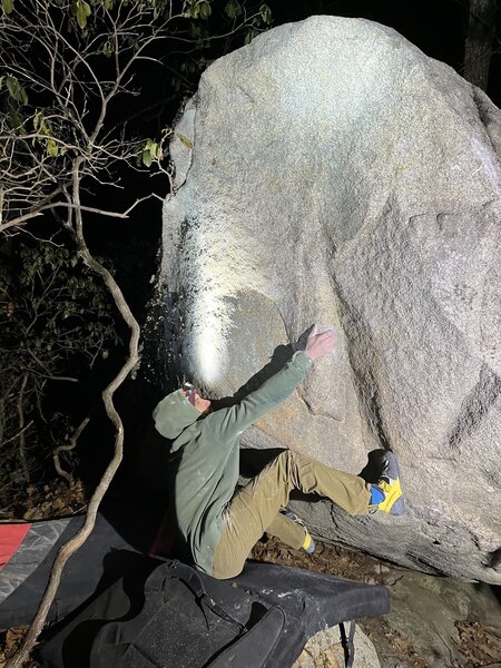 Climbing in Floating Boulder, Eastern, MA