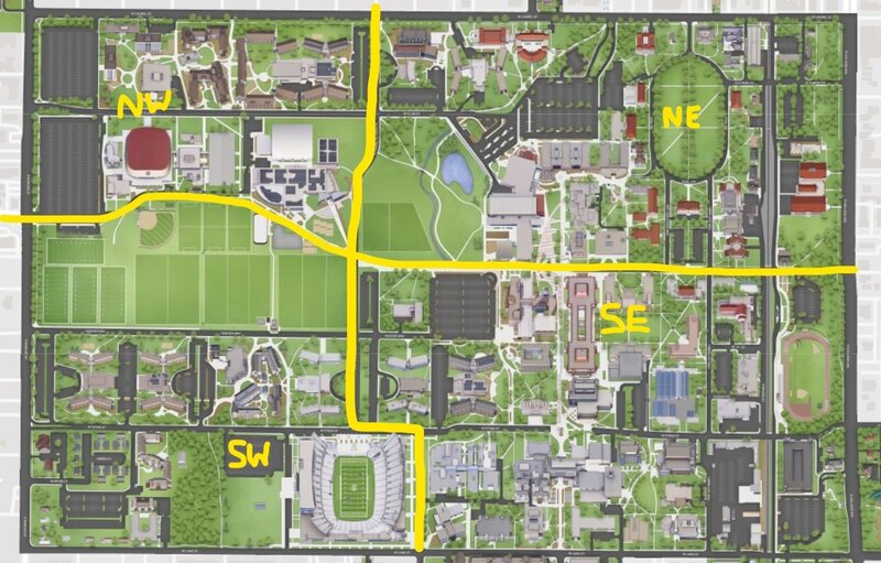 How the CSU campus is divided here.