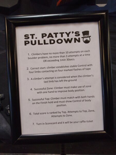 St. Patty's Pulldown, Flowstone Climbing Gym