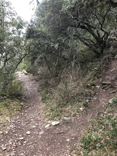 To the left you can see the cairn (pile of rubble) where you leave the ...