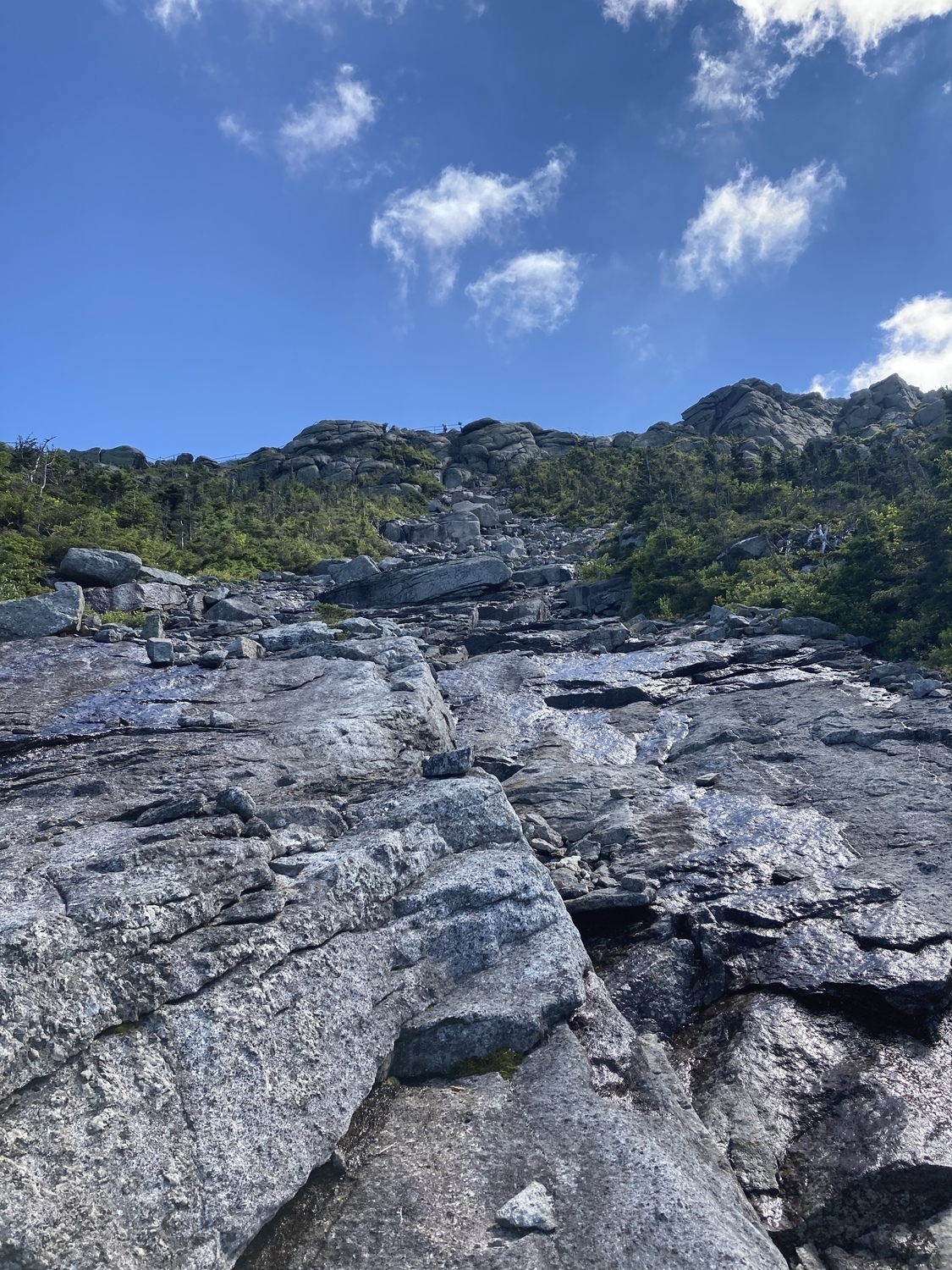 Nearing the top of the slide, you can see the headwall