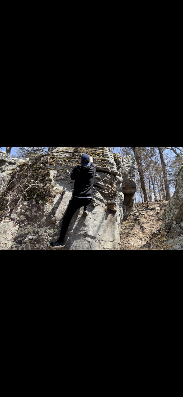 Matt Walther doing the first ascent of the Mickey Mouse Climb