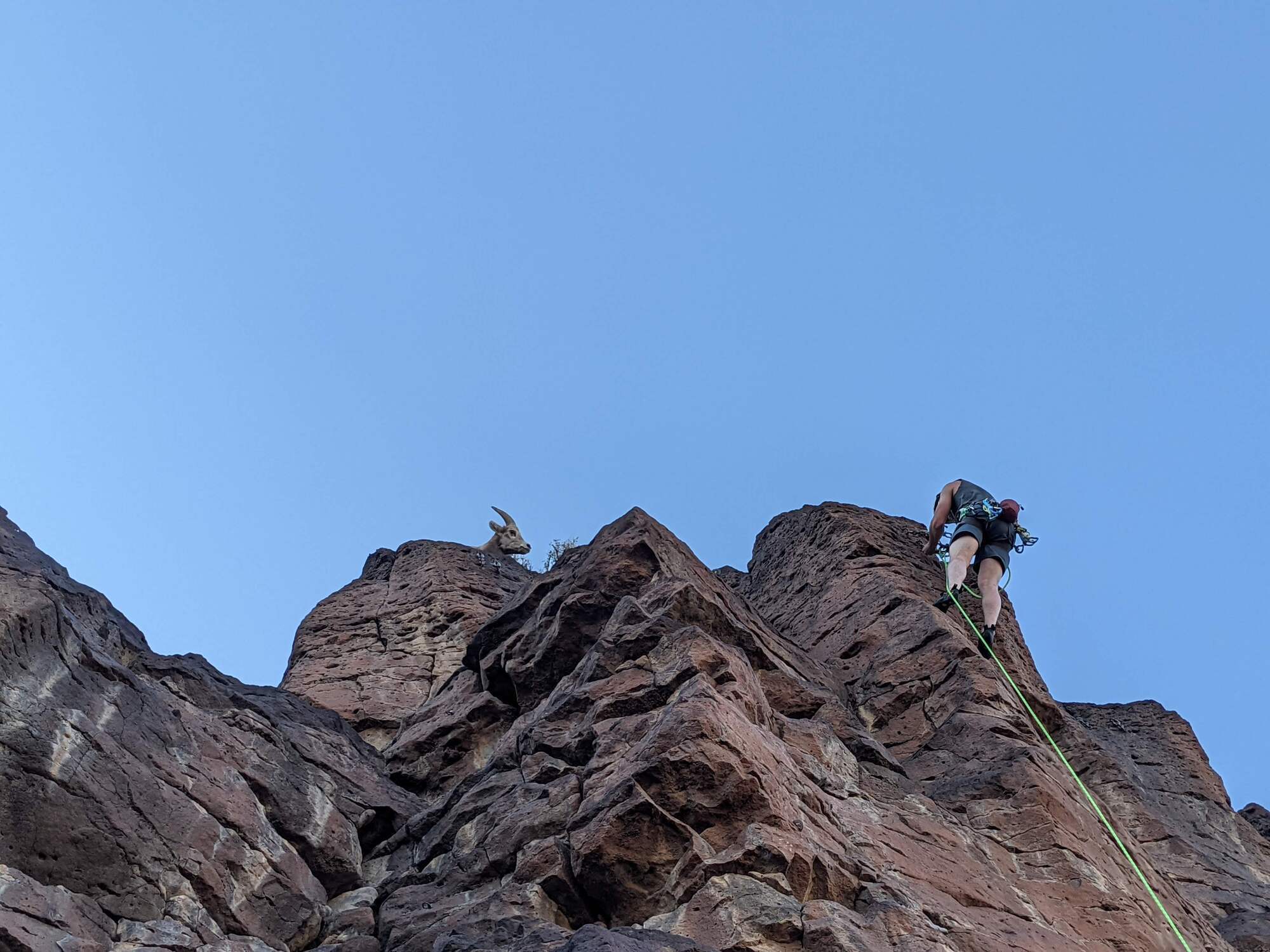 A local confronts a climber on the wall cleaning the anchor for ...