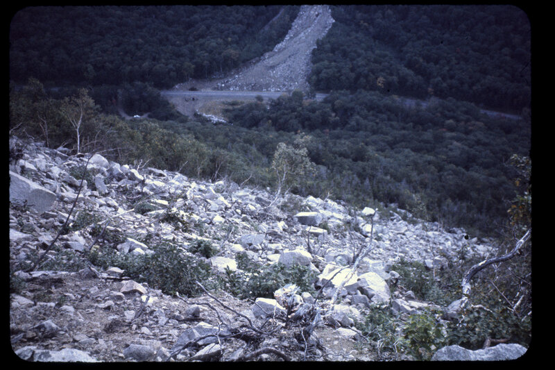The extensive rock fall at the base of Lakeview and the talus slope ...