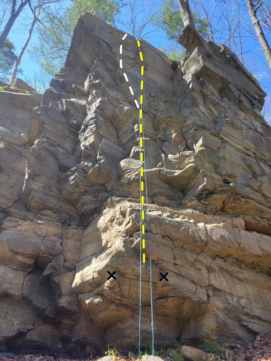 The route follows where the rope is here (yellow). Fun, easy route with ...