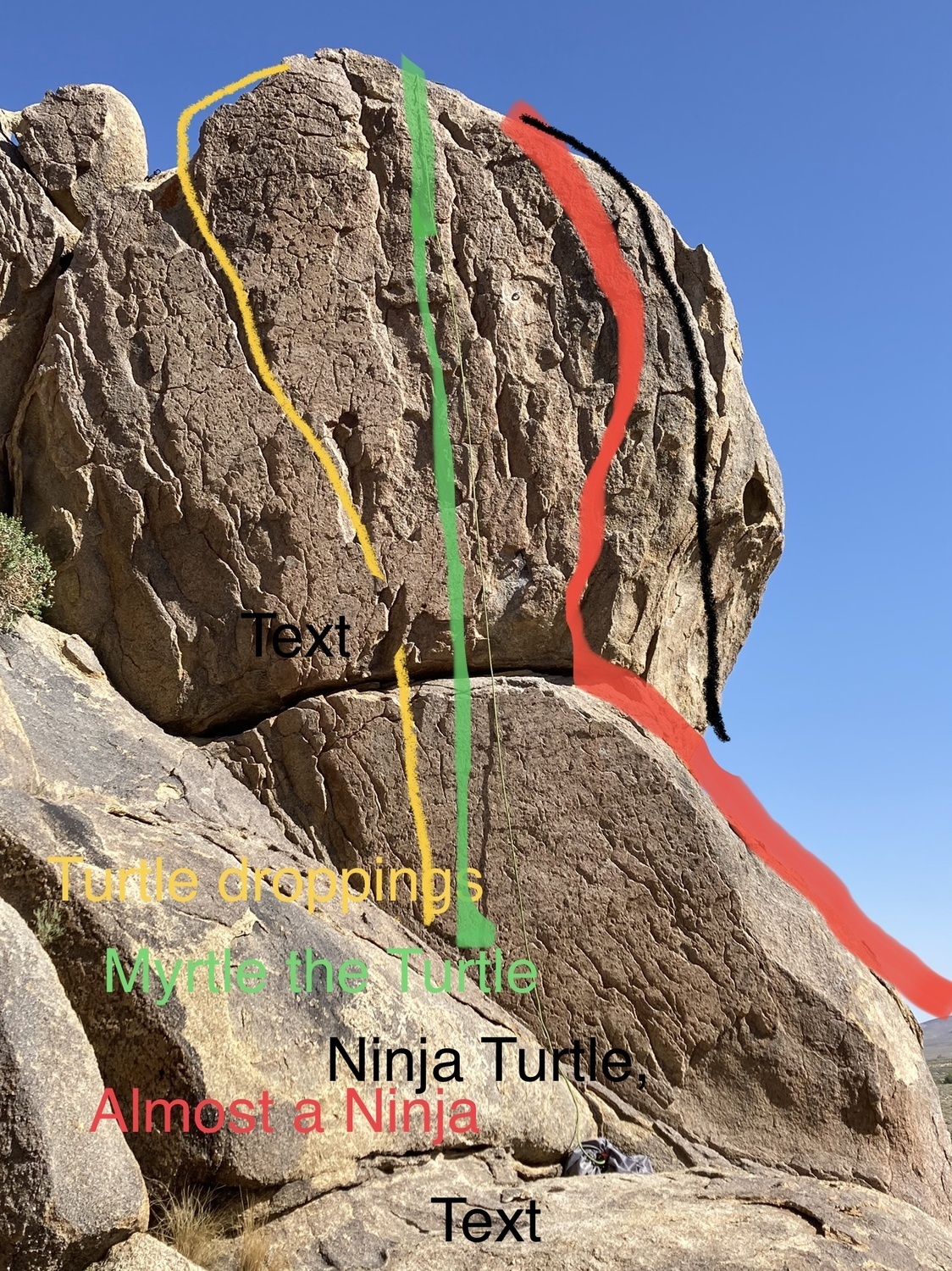 The bolted route "Almost a Ninja" along with some of the other Top rope ...