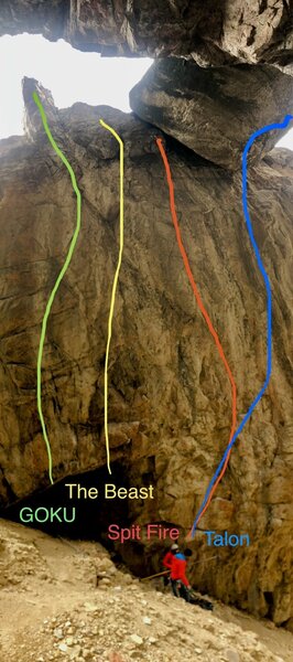 Showing the routes from the nice flat cave where it's nice to put all ...