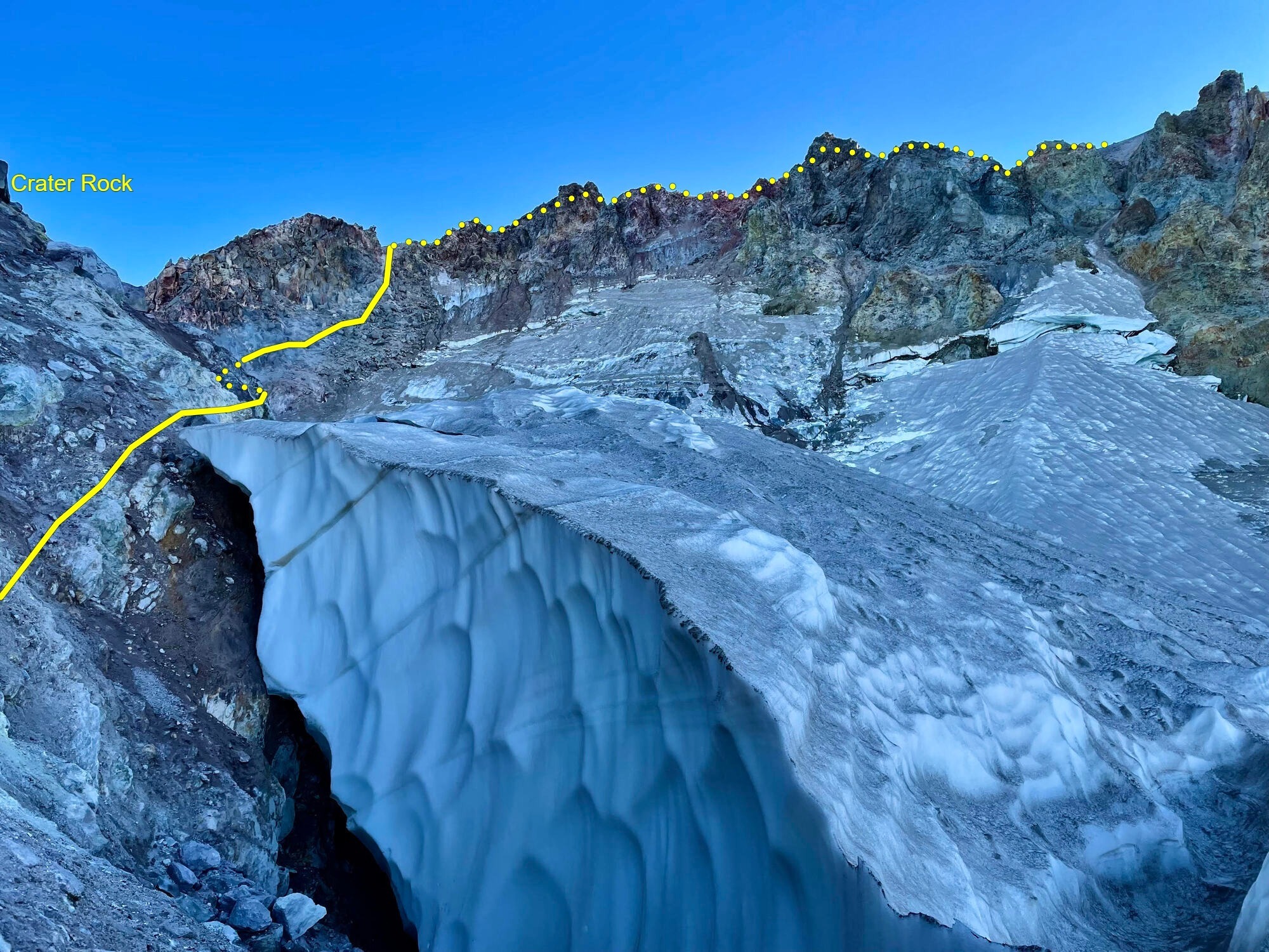 Hood crater in September 2021, just above crater rock, showing the ...