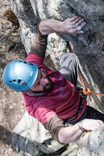 Jason pulling the crux