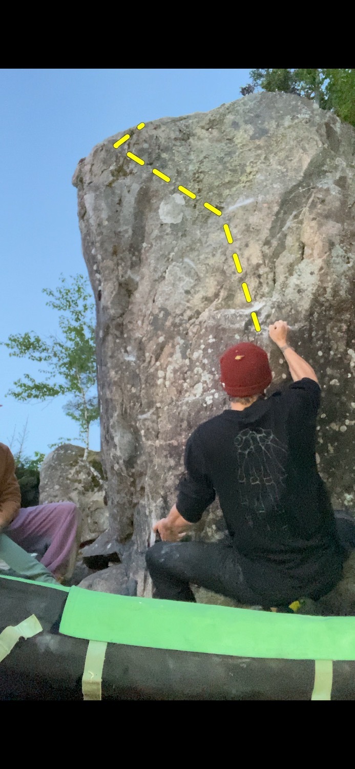 Establishing on the start holds, and topo for route direction.