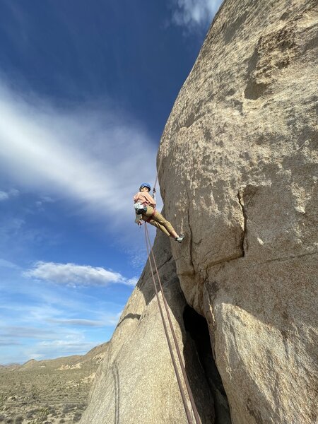 Straightforward rap back to the base with a single rope.