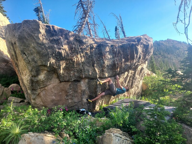 Climbing in Skyline Boulders, Central Utah