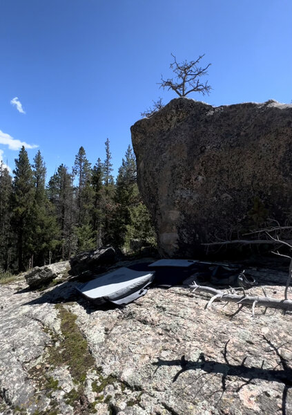 Climbing in Bird's Eye View Boulder, RMNP - Rock