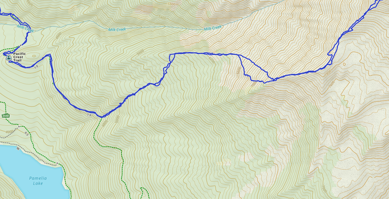 The route between the PCT and the SW Ridge.