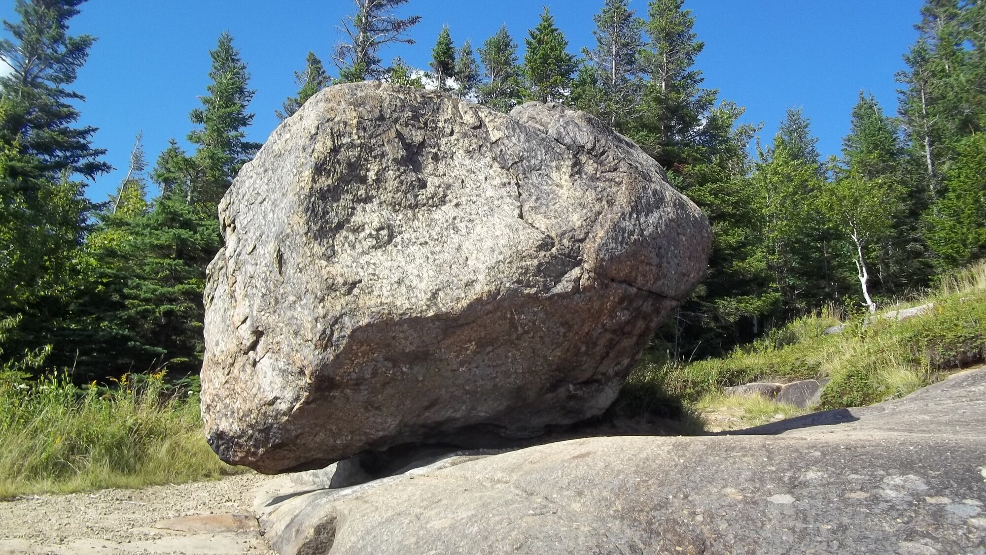 The boulder IS NOT very secure .... DON"T PUSH OVER THE CLIFF ...