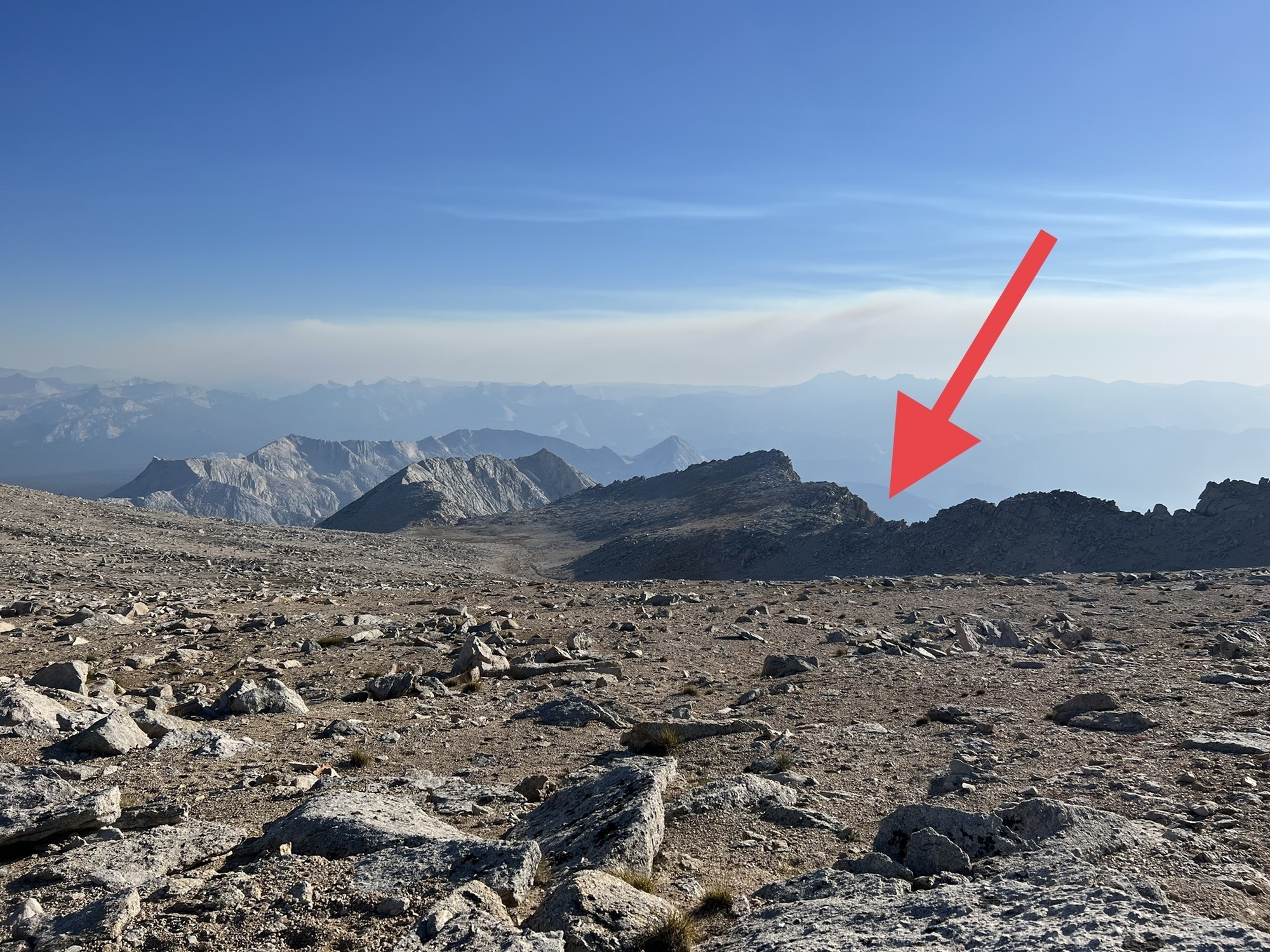 Proper decent gully as seen from the ridge line