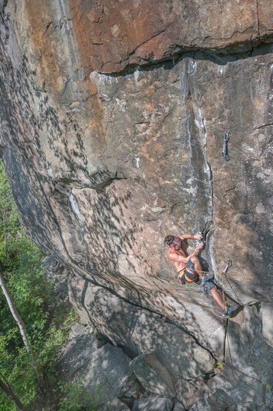 Rock Climbing in Gull Pond Cliff, Adirondacks